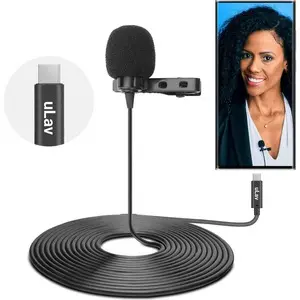 MOVO Ulavwired Omnidirectional Usb-c Lavalier Clip On Microphone - Black