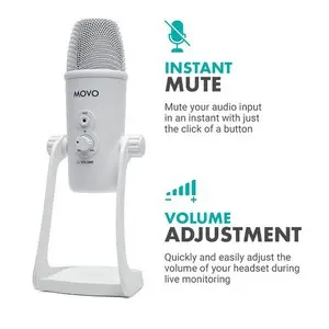 MOVO Um700w White Desktop Usb Microphone For Computer