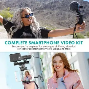 MOVO V8 Huge Vlogging Kit For Iphone With Tripod, Grip, Microphones, Led Lights
