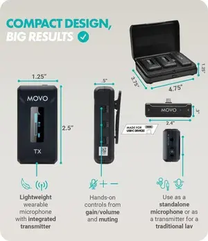 MOVO Wmx-2-c Duo Wireless Microphone System For Usb-c