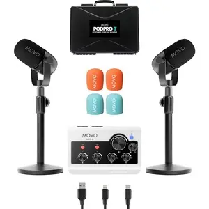 MOVO Podpro-t Portable Podcasting Bundle For 2 For Smartphones And Computers - Black