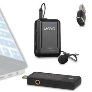 MOVO Wmx-1-ul Wireless Usb And Usb-c Lavalier Microphone System For Computers - Black