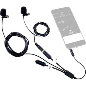 MOVO Executive Lavalier Clip-on Interview Microphone With Secondary Mic & Headphone Monitoring Input For Smartphones/tablets - Black