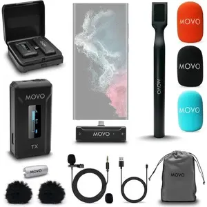 MOVO Wmx-2-c Usb-c Wireless Lavalier Microphone For Iphone 15/android/usb C Devices With Wmx-hm Handheld Adapter - Black