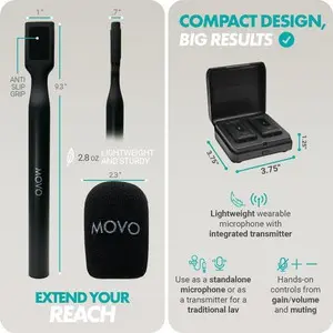 MOVO Wmx-2 Wireless Lavalier Microphone System With Charging Case And Interview Mic Handle For Cameras