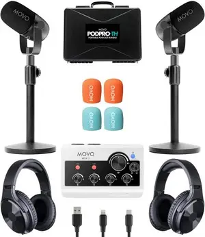 MOVO Podpro-th Portable Podcasting Bundle For 2 For Smartphones And Computers - Black