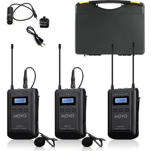 MOVO Wmx-20-duo 48-channel Uhf Wireless Lavalier Microphone System Compatible With Dslr Cameras - Black