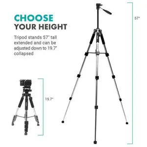 MOVO Mv-t5 Full-size Aluminum Tripod With Video Pan Head
