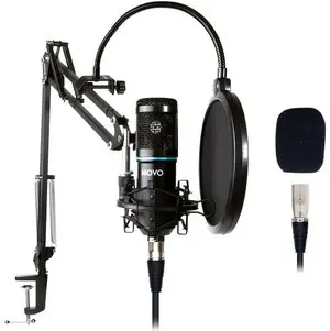 MOVO Podpak Podcast Equipment Bundle With Microphone, Boom Arm - Black