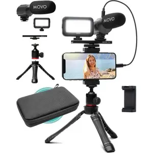 MOVO Ivlogger Vlogging Kit For Iphone With Light, Mic, Phone Mount - Black