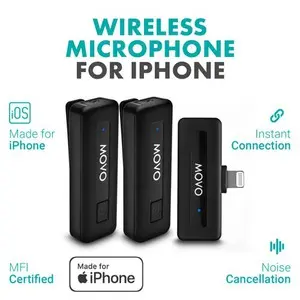 MOVO Wireless Mini Di Duo Ultra Compact Wireless Lavalier Microphones For Iphone