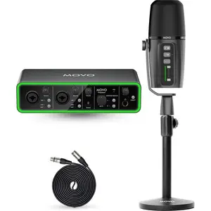 MOVO Music/audio Interface Bundle -with Usb Interface, Um6 Dynamic Microphone - Black