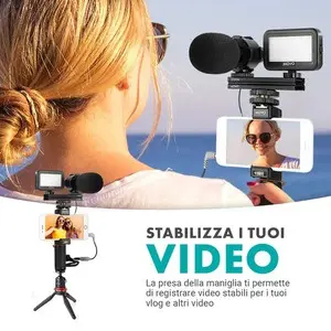 MOVO V7+ Youtube Starter Kitvlogging Kit For Iphone With Tripod, Grip, Stereo Microphone
