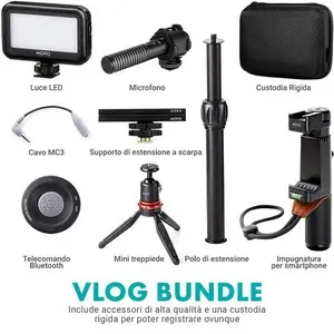 MOVO V7+ Youtube Starter Kitvlogging Kit For Iphone With Tripod, Grip, Stereo Microphone
