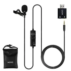 MOVO Universal Usb Computer Microphone With Usb Adapter Compatible With Laptop, Pc And Mac, Smartphones - Black