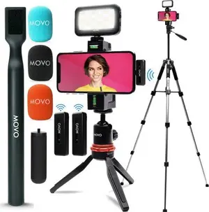 MOVO Ivlogger Wireless Vlogging Kit With Fullsize Tripod For Iphone - Black