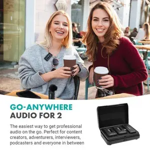 MOVO Wmx-2-c-duo Dual Wireless Lavalier Microphone System With Charging Case For Iphone 15 And Up