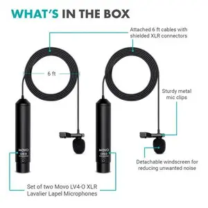 MOVO Lv4-o2 Omnidirectional Lavalier Mic Setxlr Phantom Powered