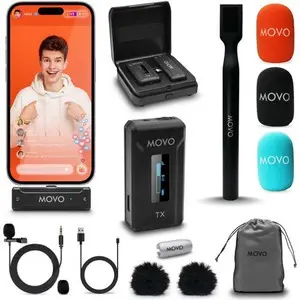 MOVO Wmx-2-l Wireless Lavalier Microphone For Iphone/lightning Devices With Wmx-hm Handheld Adapter - Black