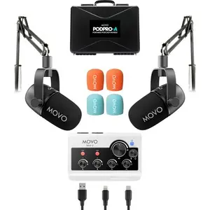 MOVO Podpro-a Portable Podcasting Bundle For 2 For Smartphones And Computers - Black