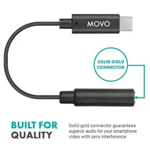MOVO Female 3.5mm Trrs Microphone Adapter Cable To Usb-c Connector Dongle
