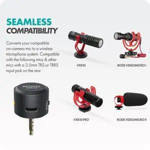MOVO Wm-vxr10 Wireless Shotgun Mic Adapter For Camera/dslr/3.5mm/trscompatible Vxr10, Vxr10-pro