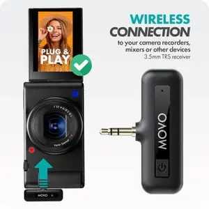 MOVO Wm-vxr10 Wireless Shotgun Mic Adapter For Camera/dslr/3.5mm/trscompatible Vxr10, Vxr10-pro