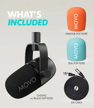 MOVO Castmic Dynamic Xlr Podcast Microphone For Pc, Gaming, Streaming, Youtube
