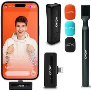 MOVO Wireless Mini Di Ultra Compact Wireless Lav Microphone System For Iphone - Black