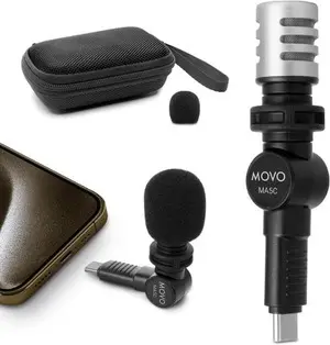 MOVO External Usb-c Microphone For Iphone 15/16mic For Iphone 15/16 - Black