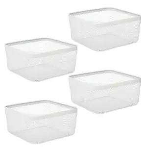 MDESIGN Metal Mesh Pantry Basket For Kitchen Storageset Of 4 - White