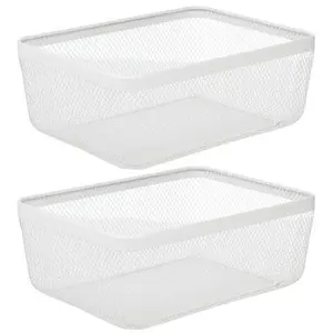 MDESIGN Metal Mesh Pantry Basket For Kitchen Organization And Storageset Of 2 - White