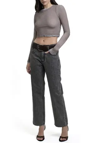 MOTHER OF ALL Moa High Waist Straight Leg Denim - Gray