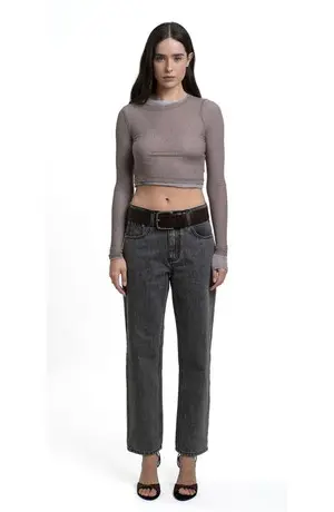 MOTHER OF ALL Moa High Waist Straight Leg Denim - Gray