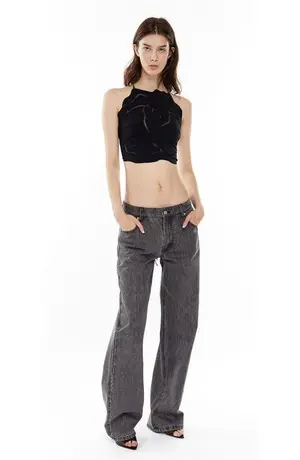 MOTHER OF ALL Moa Mid-waist Wide-leg Jeans - Gray