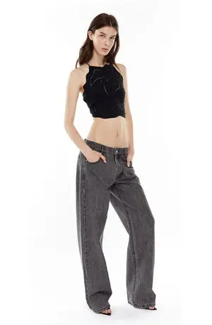 MOTHER OF ALL Moa Mid-waist Wide-leg Jeans - Gray