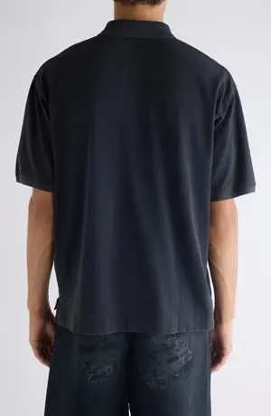 Acne Studios Egnes Logo Cotton Piqué Polo - Black