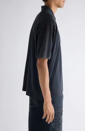 Acne Studios Egnes Logo Cotton Piqué Polo - Black