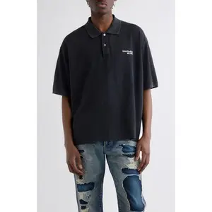 Acne Studios Egnes Logo Cotton Piqué Polo - Black