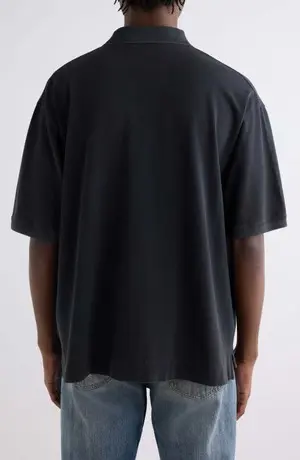 Acne Studios Egnes Logo Cotton Piqué Polo - Black
