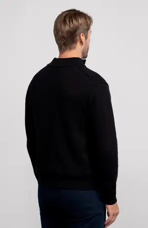 JACK ARCHER Quarter-zip Cotton Sweater - True Black