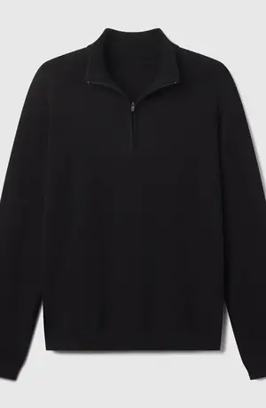 JACK ARCHER Quarter-zip Cotton Sweater - True Black
