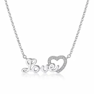 DONATELLO GIAN Crystal Heart And Love Necklace
