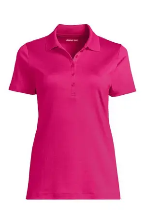 LANDS' END Supima Cotton Polo Shirt - Cherry Fuchsia