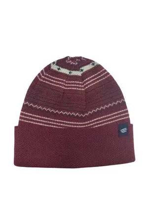 United By Blue Merino Wool Fair Isle Knit Beanie - Burgundy