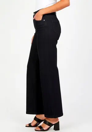 JESSICA LONDON True Fit Wide Leg Jean - Black