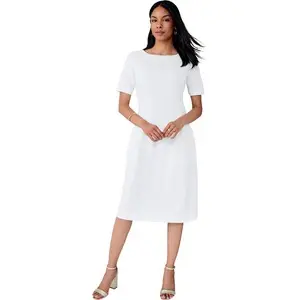 JESSICA LONDON Crepe Fit And Flare Dress - White