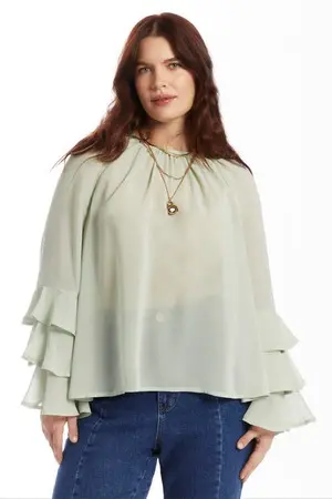 JUNE + VIE Ruffled Chiffon Blouse