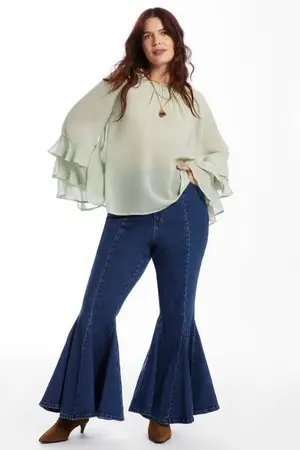 JUNE + VIE Ruffled Chiffon Blouse