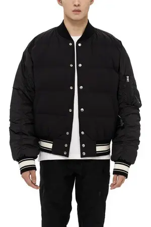 ALPHA STYLE Hamden Reversible Down Varsity Jacket - Black